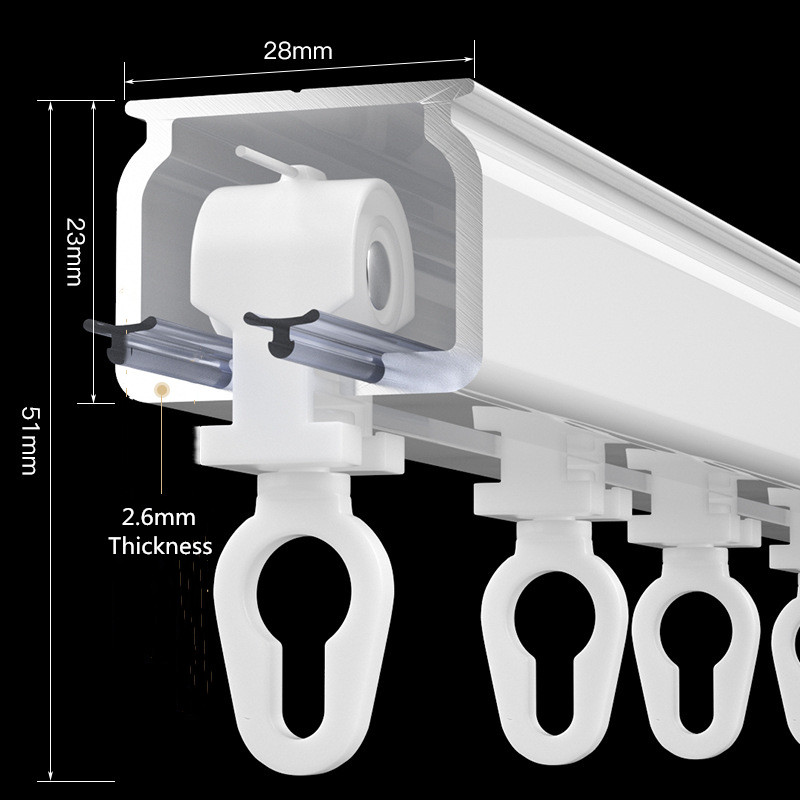 Thick Wave Fold Curtain Tracks Ceiling/Wall Mount For Bay Windows ...
