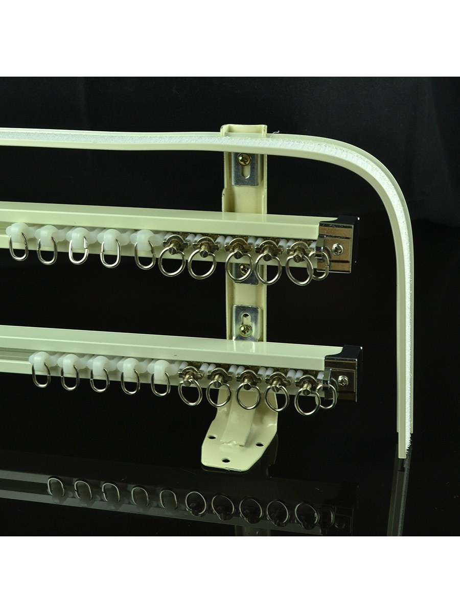 CHR7824 Ivory Wall Mounted Triple Curtain Tracks and Rails with Valance ...