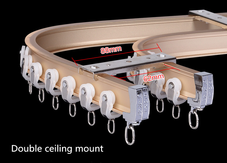CHRY33 Ceiling/Wall Heavy-Duty Aluminium Bay Window Curtain Tracks ...