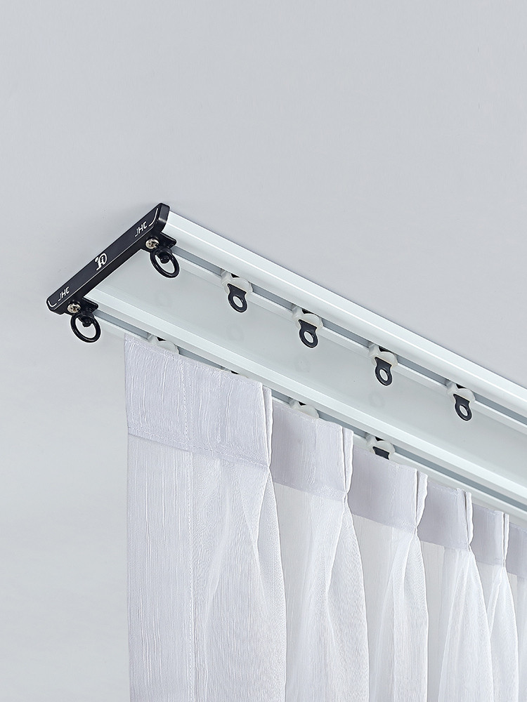 CHRY36 White/Black Concealed Aluminium Ceiling Double Curtain Tracks ...