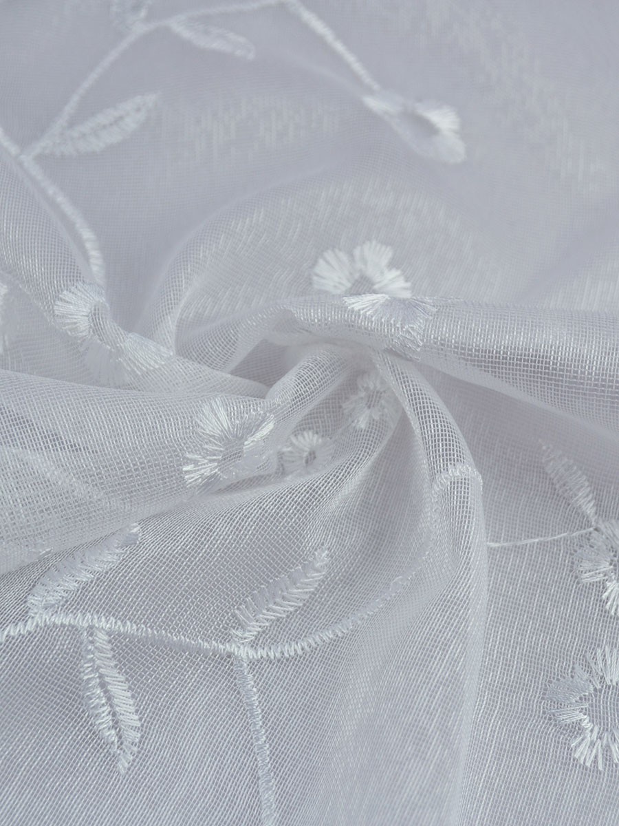 Elbert Branch Floral Embroidered Sheer Fabric Sample