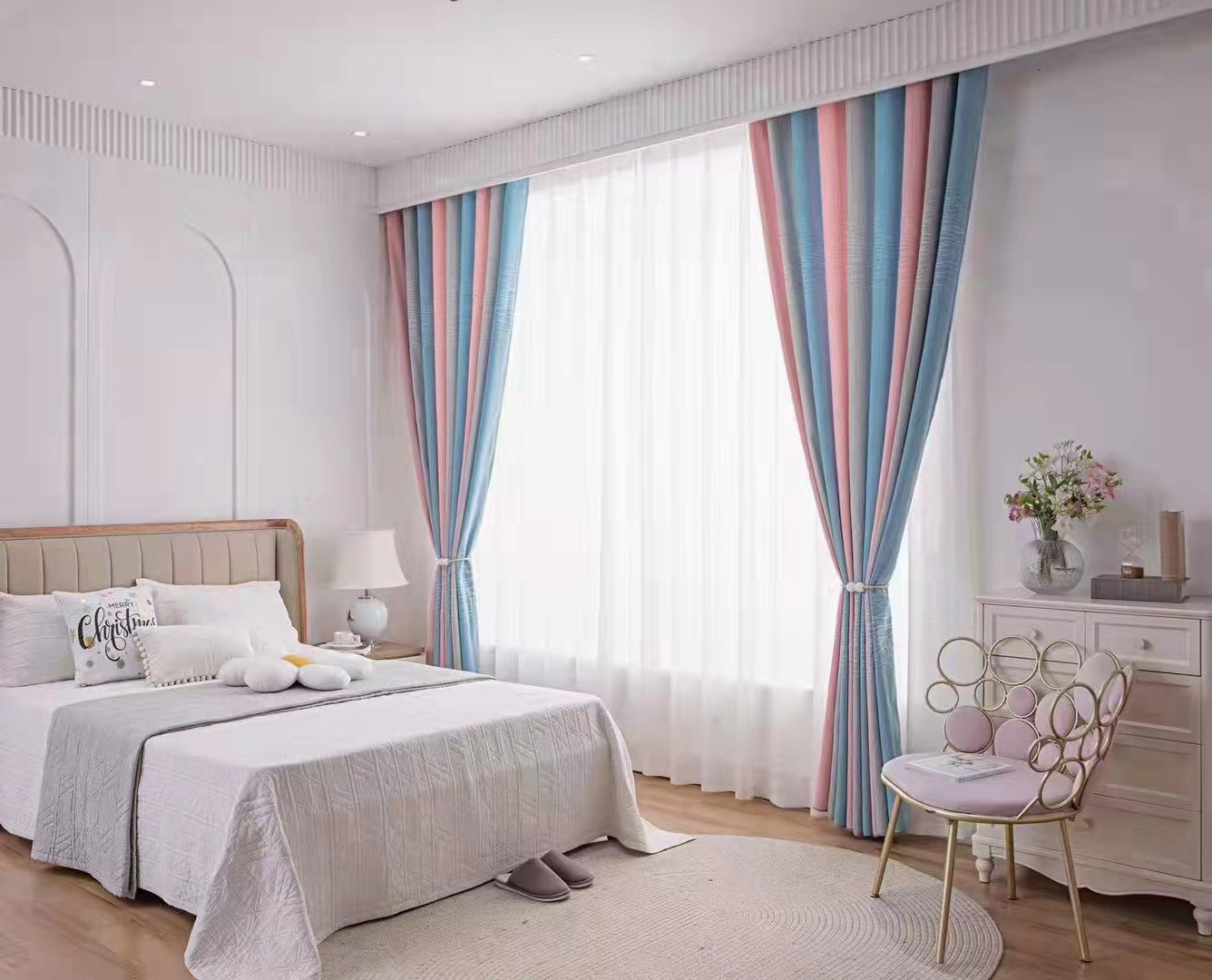 Pink and blue curtains store
