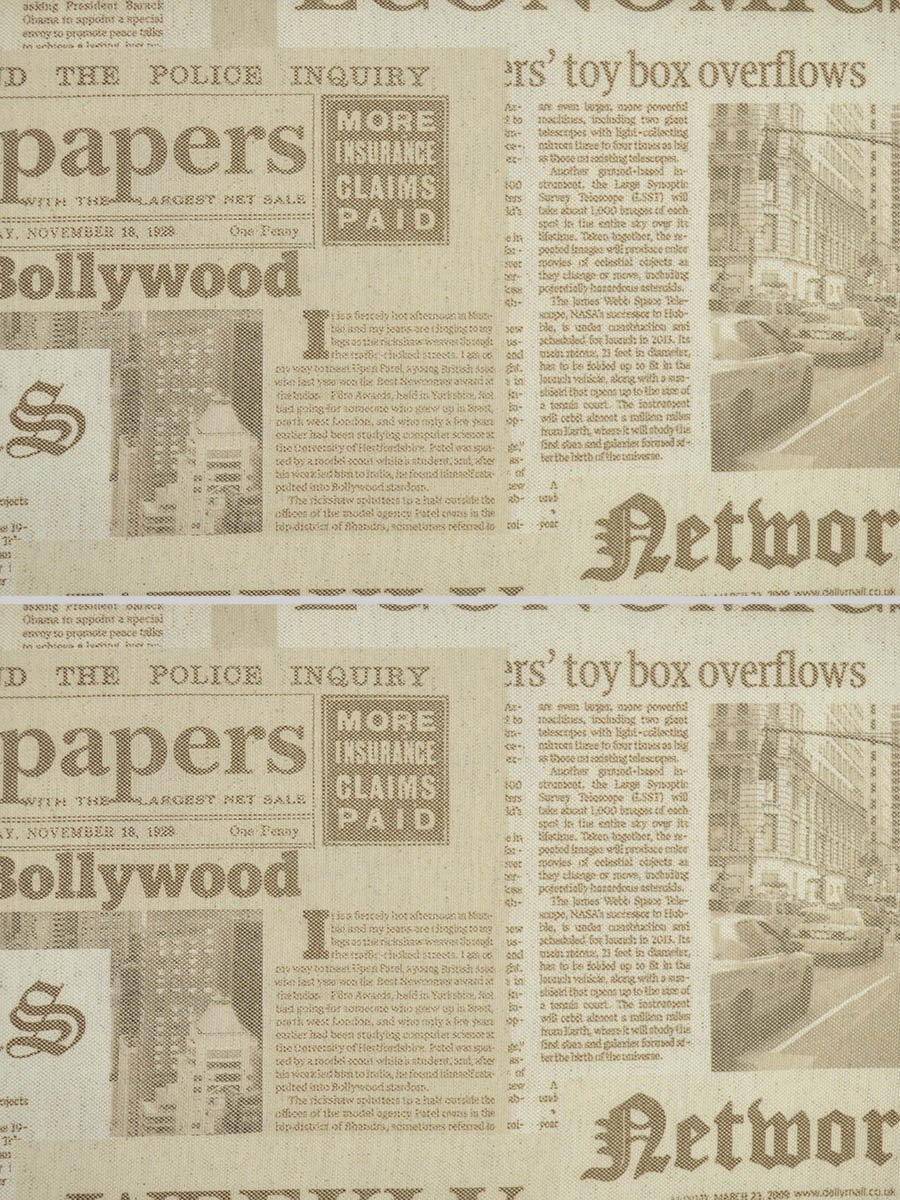 Eos Newspaper Printed Faux Linen Fabric Samples