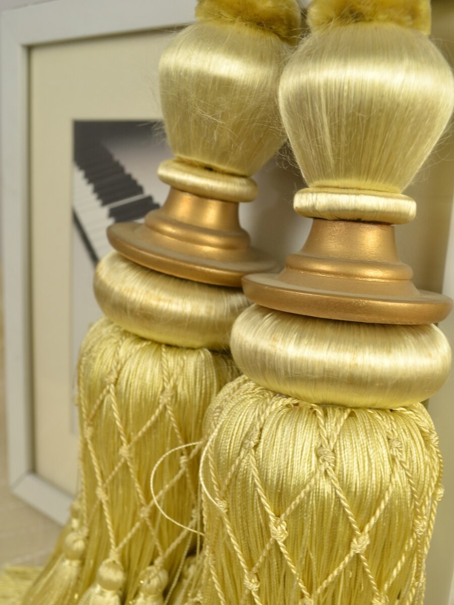 4 Colors QYM06 Faux Silk Curtain Tassel Tiebacks - Pair