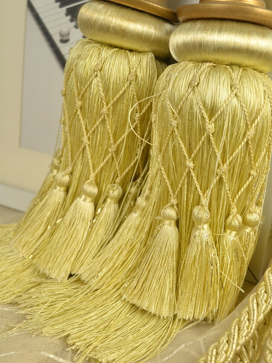 4 Colors QYM06 Faux Silk Curtain Tassel Tiebacks - Pair