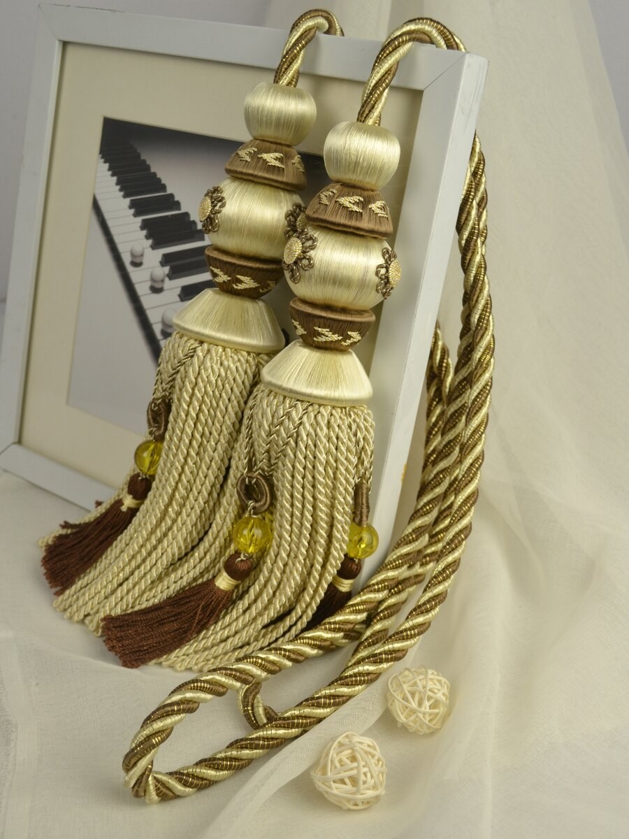 7 Colors QYM16 Faux Silk Curtain Tassel Tiebacks - Pair