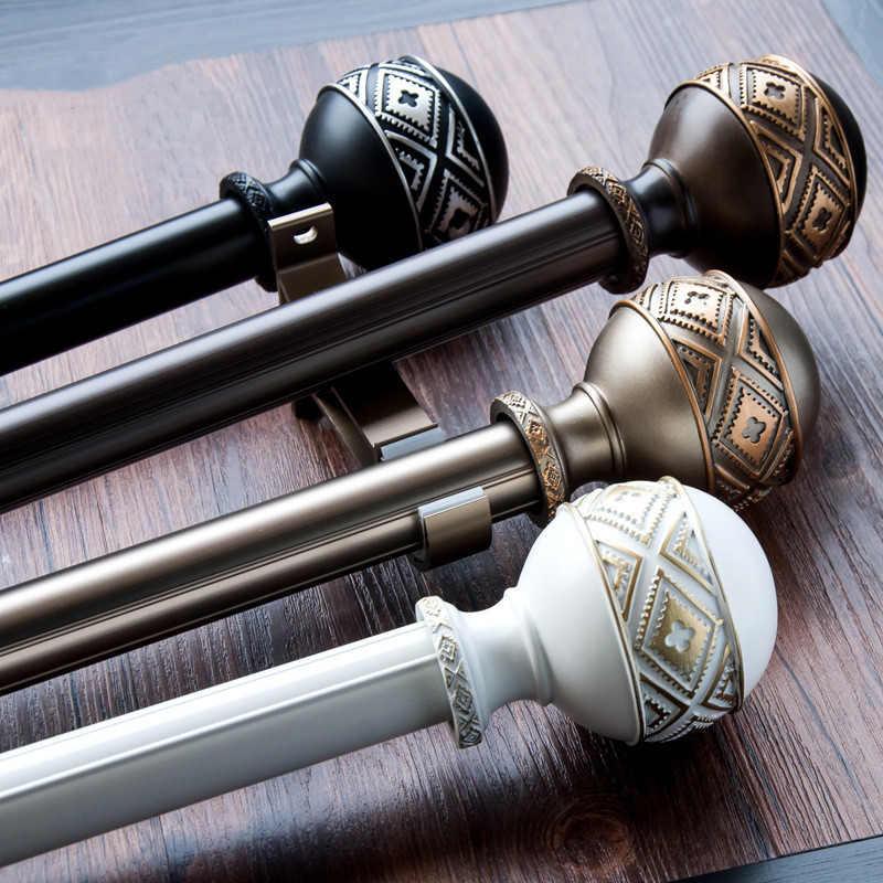 QYR45 1-1/8" Carved Ivory Black Bronze Ball Finial Aluminum Alloy ...