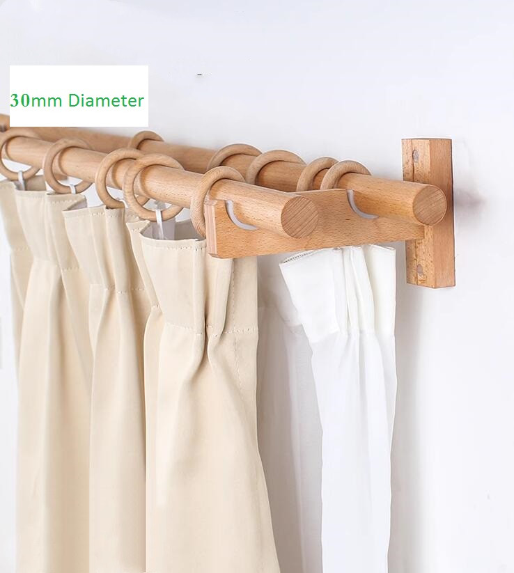 Custom Light Wooden Double Curtain Rods And Brackets – Cheery Curtains