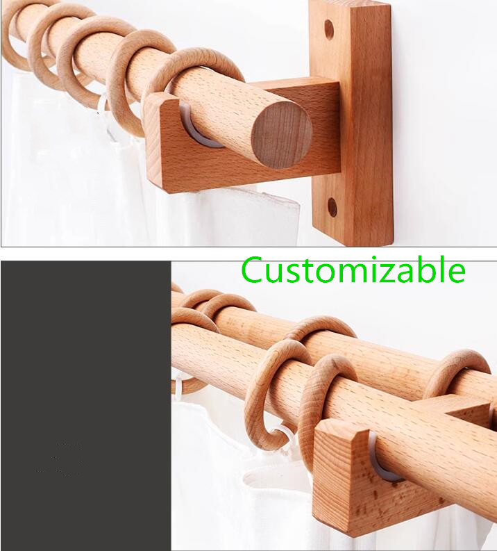 Custom Light Wooden Double Curtain Rods And Brackets – Cheery Curtains