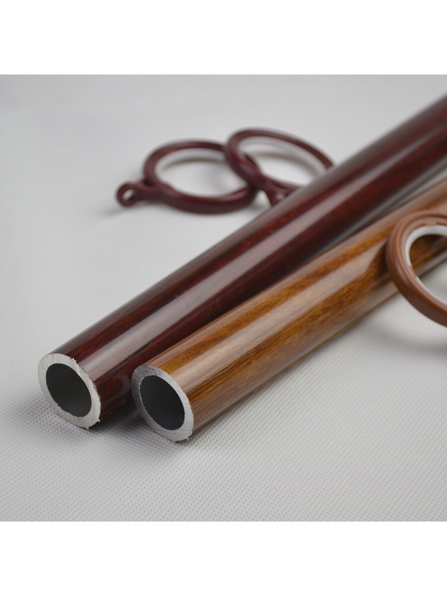 QYT2221 1-1/8" Diameter Super Thick Wood Grain Custom Double Curtain Rods